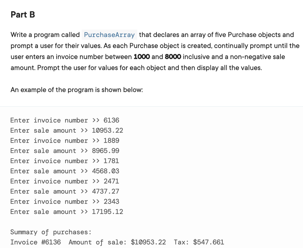 Solved Create a class named Each contains an invoice number | Chegg.com
