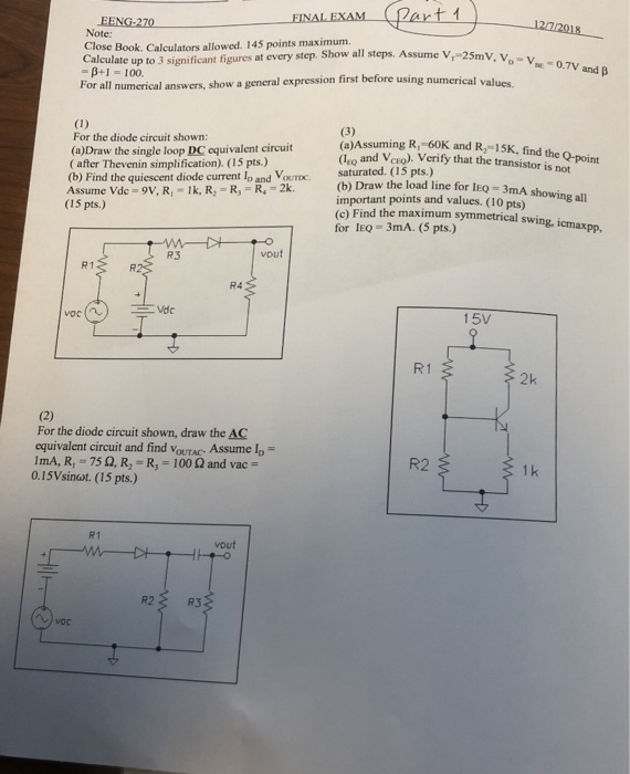 Solved Part EENG-270 Note: Close Book. Calculators allowed. | Chegg.com