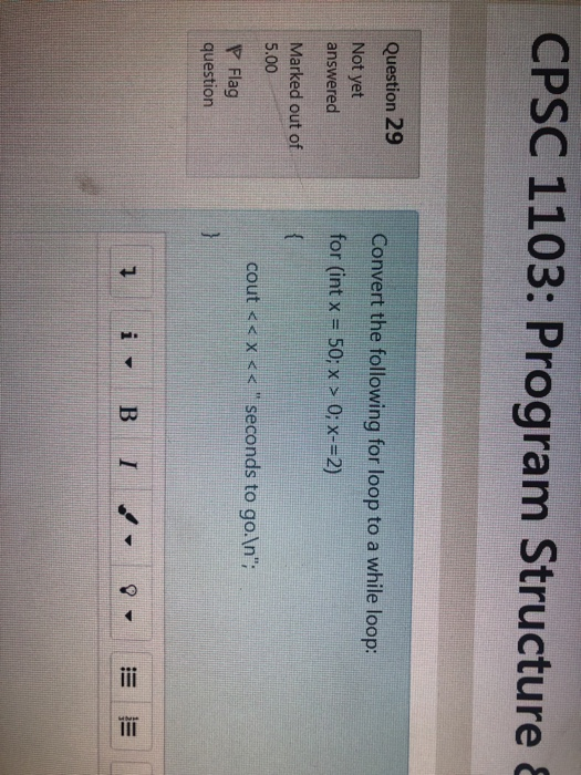 Solved CPSC 1103: Program Structure Question 29 Not yet | Chegg.com