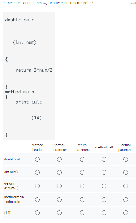 Solved In The Code Segment Below Identify Each Indicate