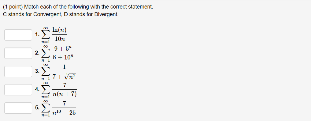 Solved (1 ﻿point) ﻿Match each of the following with the | Chegg.com