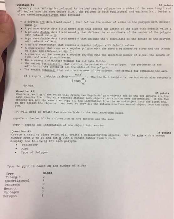 Solved Question 1 Geometry N Sided Regular Polygon An 1159