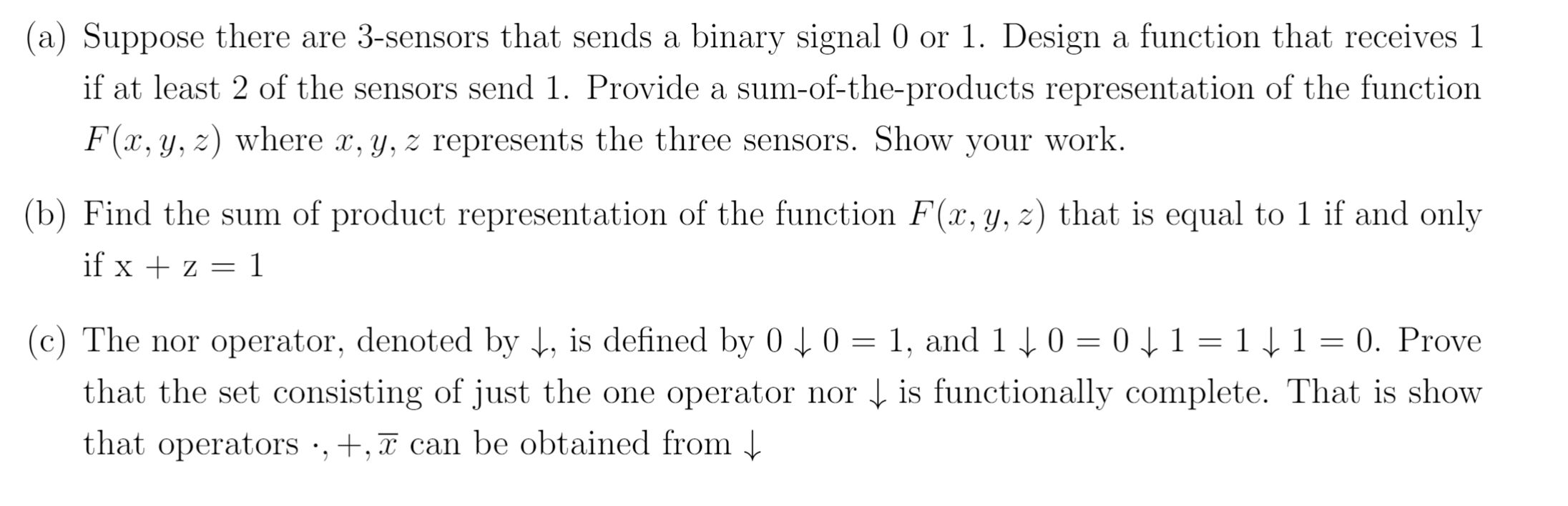 Solved (a) Suppose there are 3 -sensors that sends a binary | Chegg.com