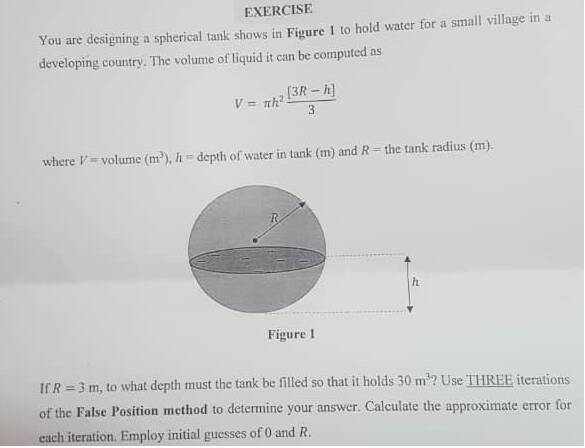 Solved EXERCISE You are designing a spherical tank shows in | Chegg.com