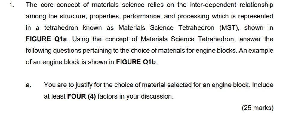 Solved 1. The core concept of materials science relies on | Chegg.com