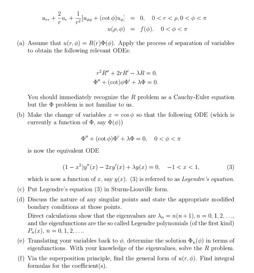 Solved 1. Laplace's Equation in Spherical Coordinates: | Chegg.com