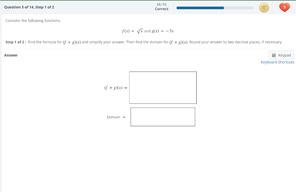 Solved Consider the following functions. f(x)=3x and | Chegg.com
