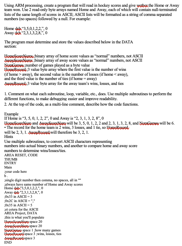 Solved Complete in ARM processing. | Chegg.com