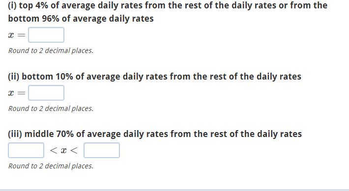 Solved The average daily rate of a hotel in Canada as of | Chegg.com