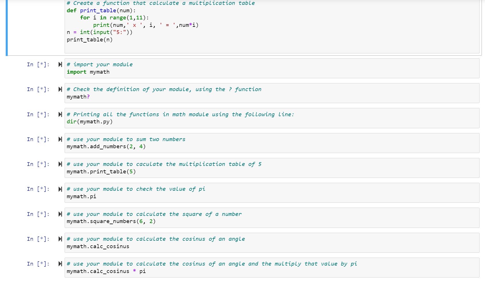 Solved Write a module called mymath.py that inlcudes five | Chegg.com