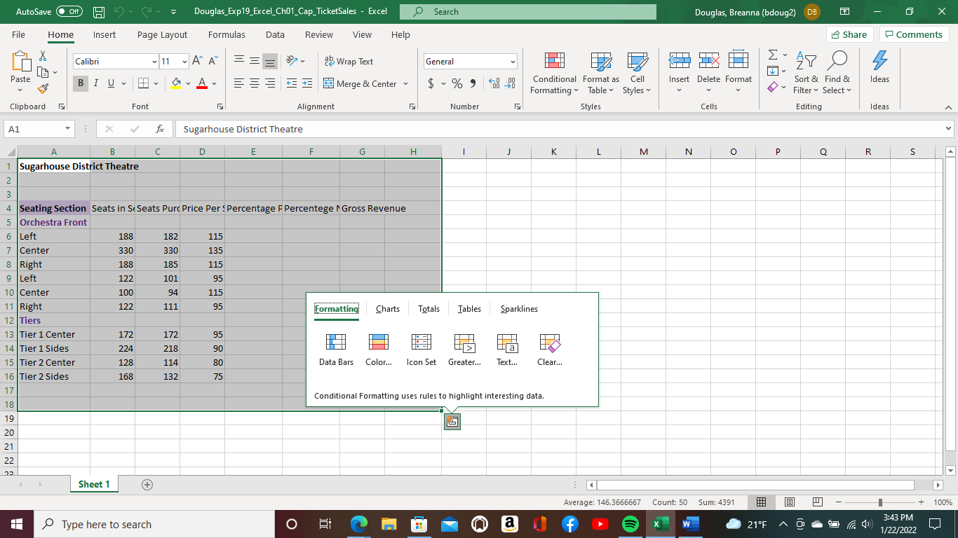 Solved Exp19_Excel_Ch01_Cap_Ticket_Sales Project | Chegg.com