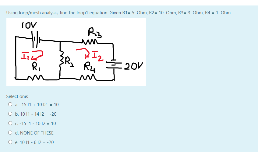 Solved Using loop/mesh analysis, find the loop1 equation. | Chegg.com
