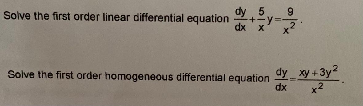 Solved Solve the first order linear differential equation 9 | Chegg.com