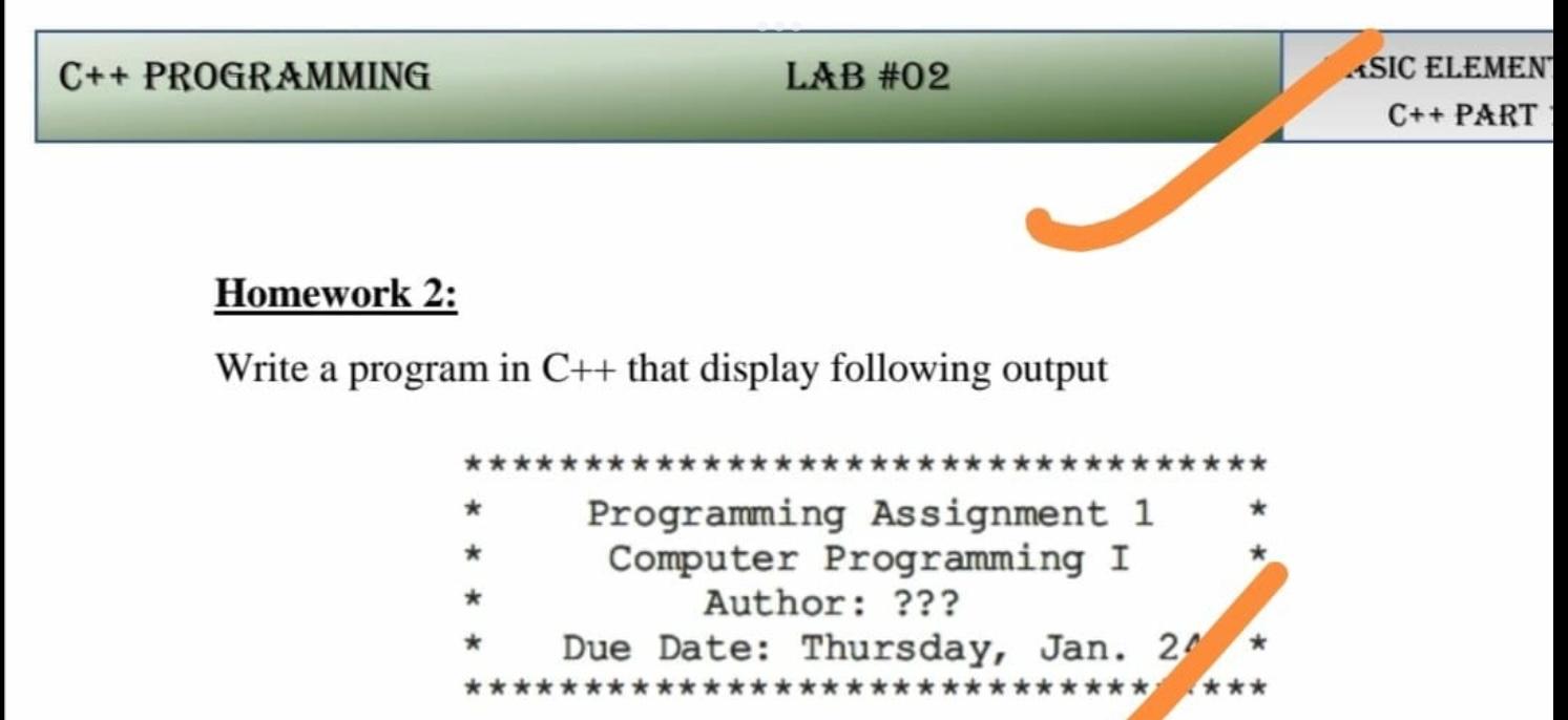 Solved C++ PROGRAMMING LAB #02 SIC ELEMEN C++ PART Homework | Chegg.com