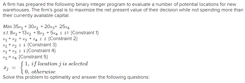 Solved A firm has prepared the following binary integer | Chegg.com