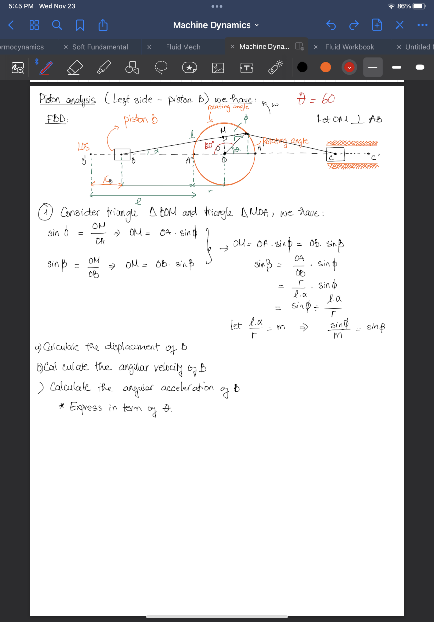 Solved Piston analysis (Lest side - piston B) we have: | Chegg.com