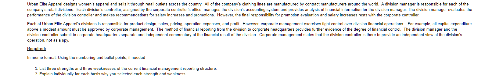 Solved operation, not as a spy. Required: In memo format. | Chegg.com