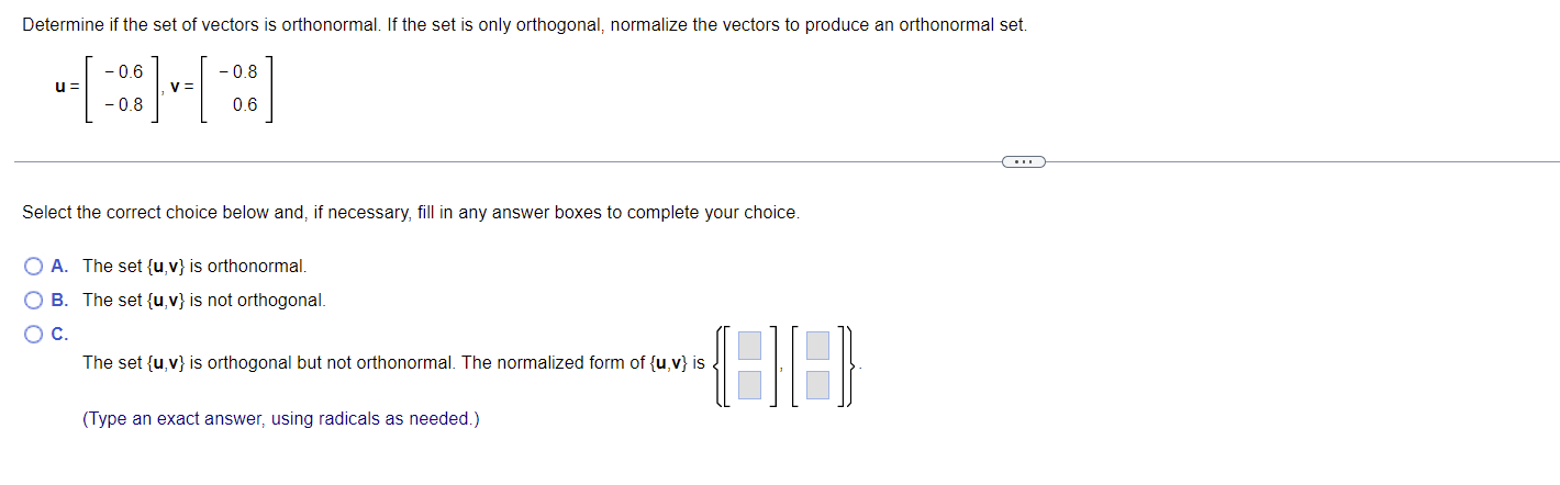 Solved Determine if the set of vectors is orthonormal. If | Chegg.com