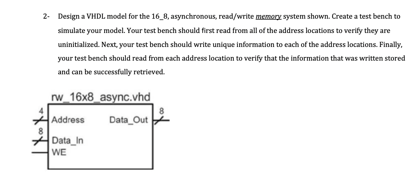 Solved 2- Design a VHDL model for the 16_8, asynchronous, | Chegg.com
