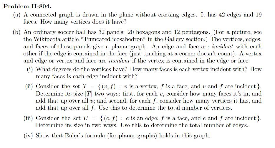 Solved Problem H-804. (a) A connected graph is drawn in the | Chegg.com