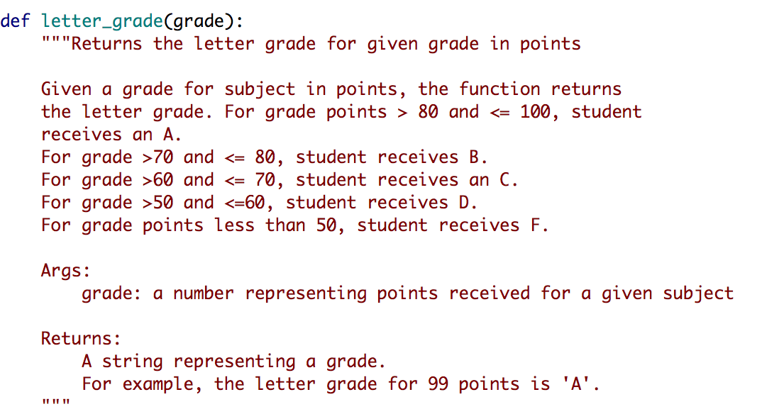 Solved def letter_grade(grade): ""Returns the letter grade | Chegg.com