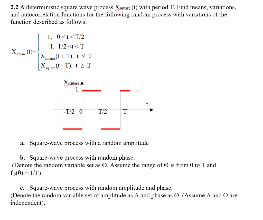 2.2 A deterministic square wave process Xsquare (t) | Chegg.com