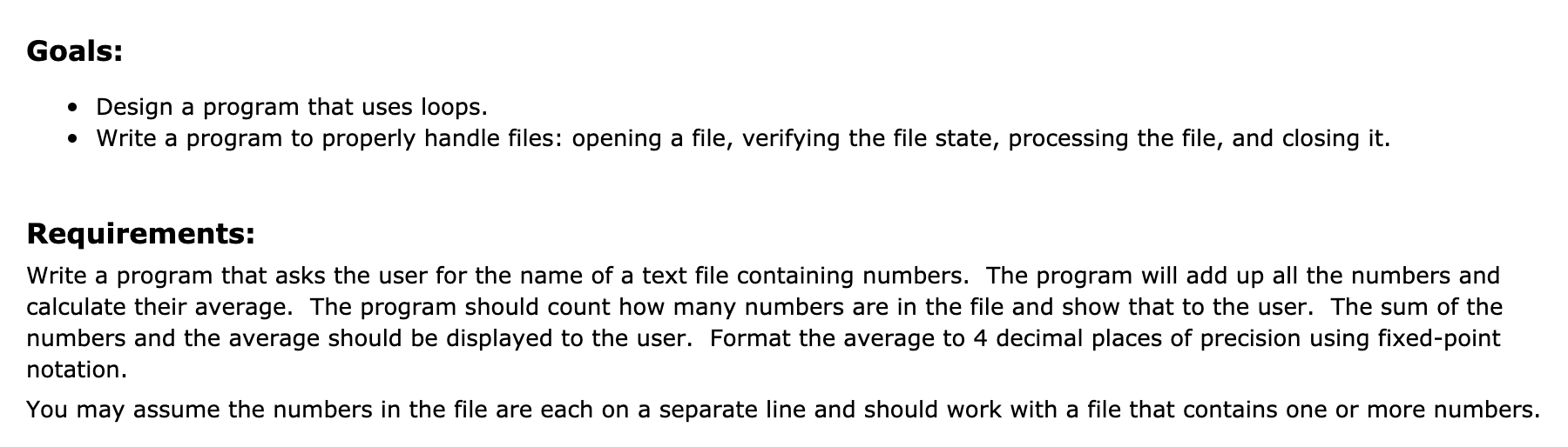 Solved Goals: . Design a program that uses loops. • Write a | Chegg.com