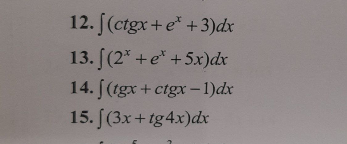 Solved ∫﻿﻿(ctgx+ex+3)dx∫﻿﻿(2x+ex+5x)dx∫﻿﻿(tgx+ctgx-1)dx∫﻿﻿(3 | Chegg.com