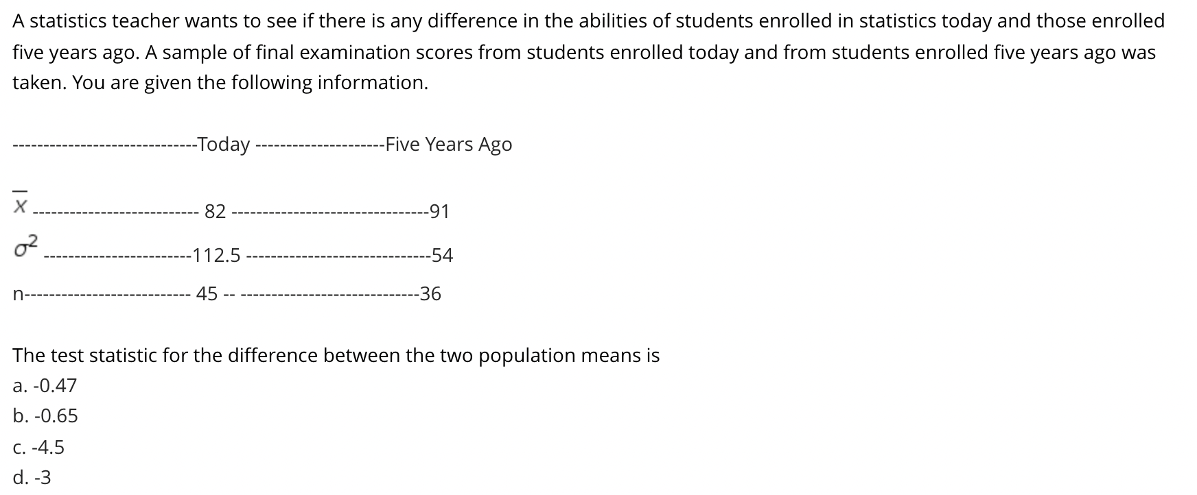 Solved A statistics teacher wants to see if there is any | Chegg.com
