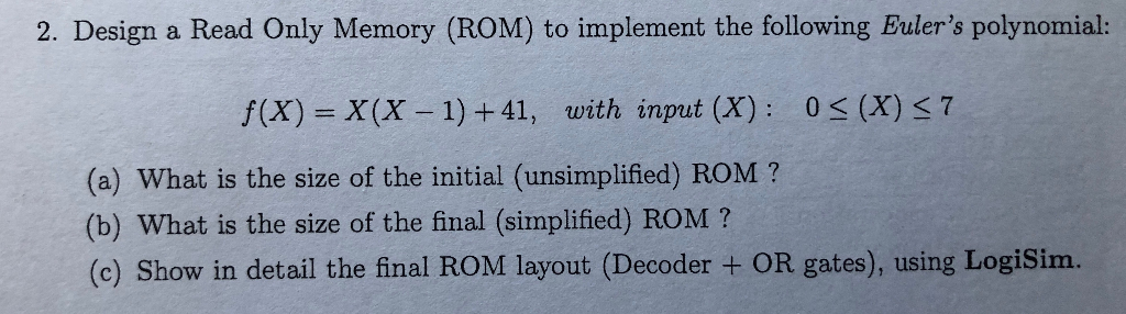 2. Design a Read Only Memory (ROM) to implement the | Chegg.com