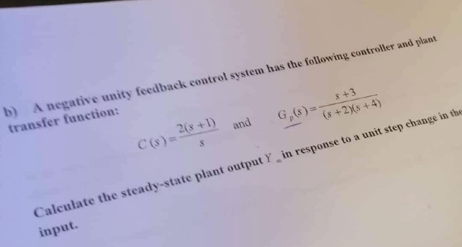 Solved b) A negative unity feedback control system has the | Chegg.com