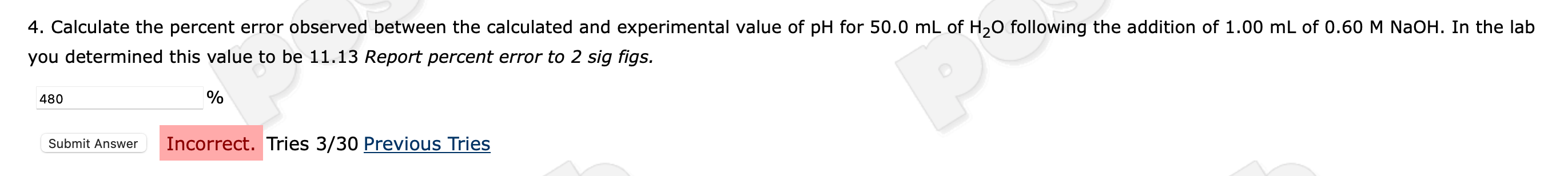 Solved 4. Calculate the percent error observed between the | Chegg.com