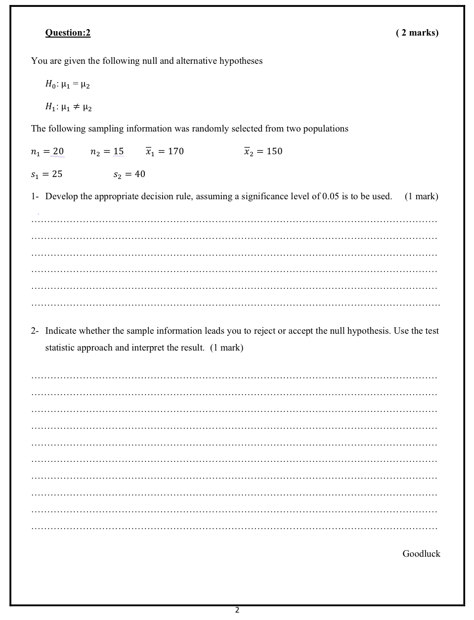 Solved You are given the following null and alternative | Chegg.com