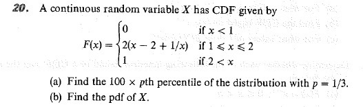 Solved A continuous random variable X has CDF given by | Chegg.com