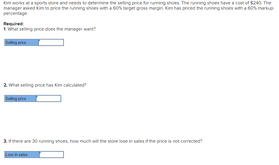 Solved Kim works at a sports store and needs to determine | Chegg.com