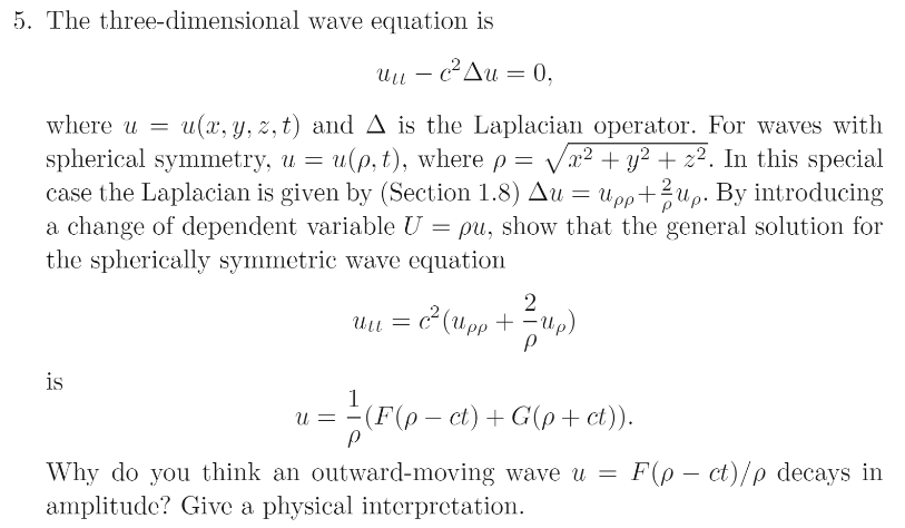 Solved The three-dimensional wave equation | Chegg.com
