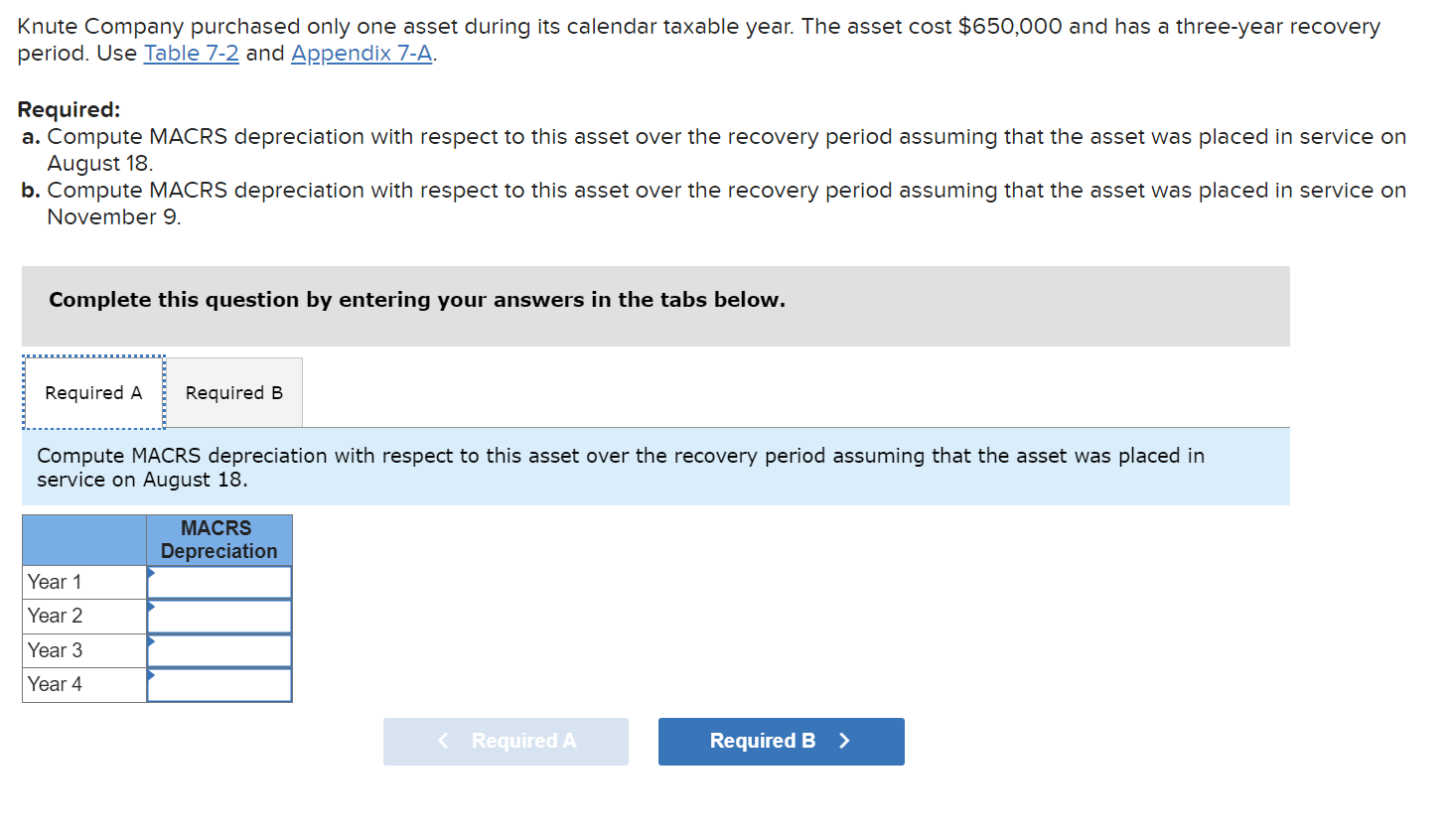 Solved Knute Company purchased only one asset during its | Chegg.com