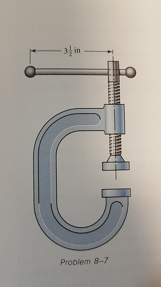 Solved 8-8 The C clamp shown in the figure for Problem 8–7 | Chegg.com