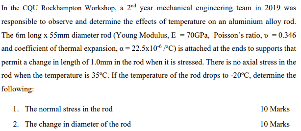 Solved In the CQU Rockhampton Workshop, a 2nd year | Chegg.com