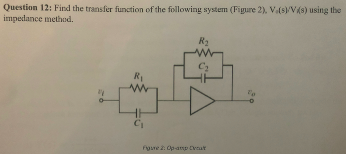 Solved Question 12: Find the transfer function of the | Chegg.com