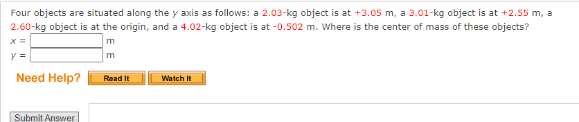 Solved Four objects are situated along the y axis as | Chegg.com