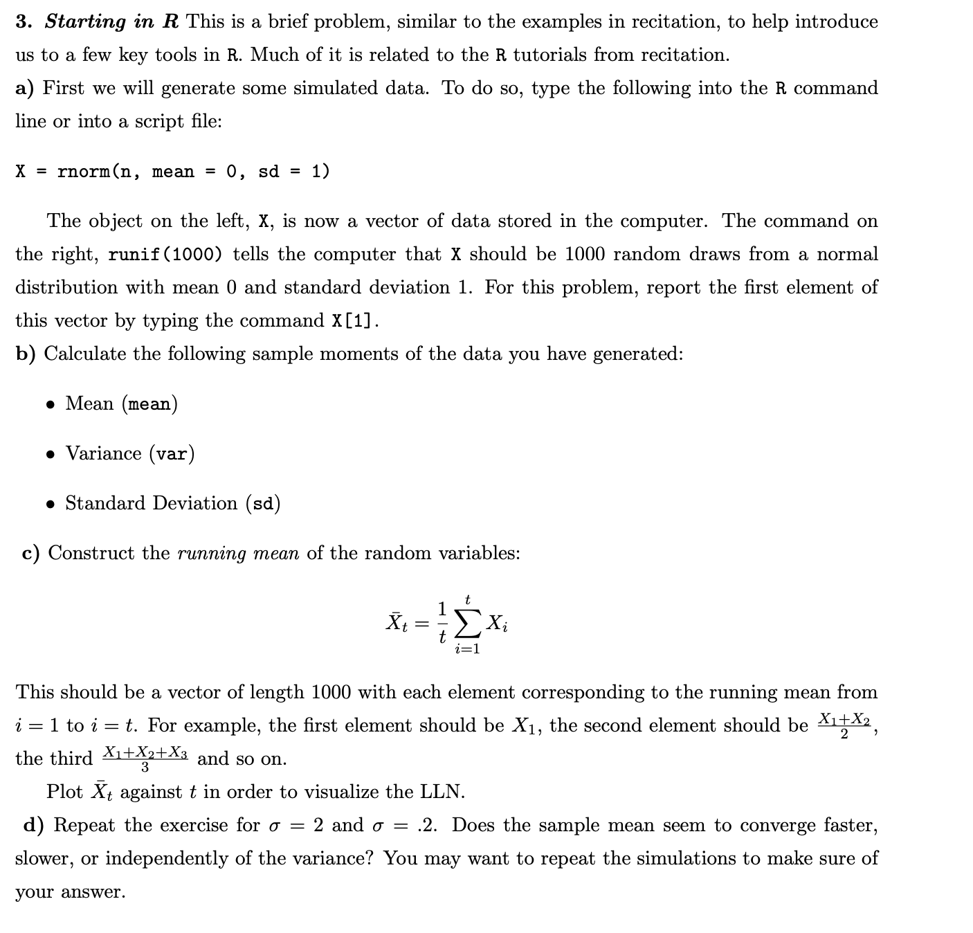 Solved Starting in R ﻿This is ﻿a brief problem, similar to | Chegg.com