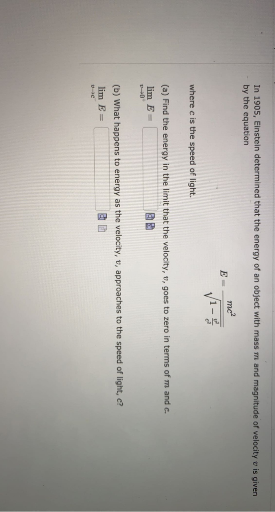 Solved In 1905, Einstein determined that the energy of an | Chegg.com