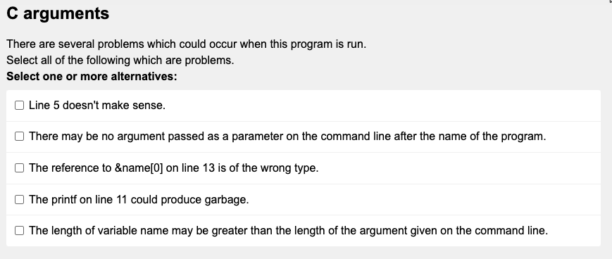 Solved C arguments There are several problems which could | Chegg.com