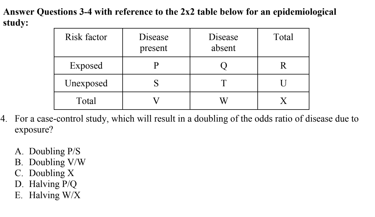 Solved Answer Questions 3-4 with reference to the 2x2 table | Chegg.com