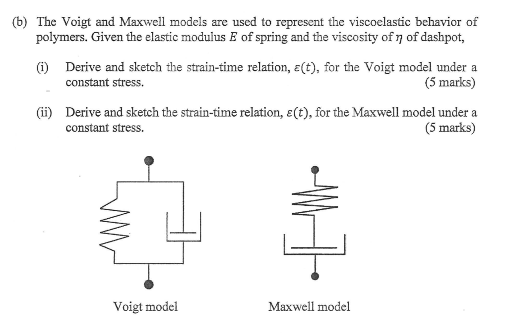 Solved (b) The Voigt and Maxwell models are used to | Chegg.com