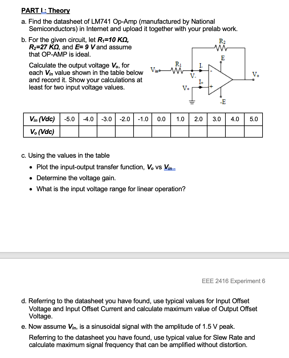 Solved a. Find the datasheet of LM741 Op-Amp (manufactured | Chegg.com