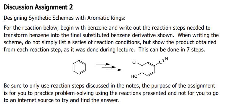 Discussion Assignment 2 Designing Synthetic Schemes | Chegg.com