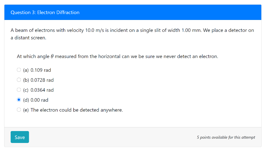 Solved Question 3: Electron Diffraction A beam of electrons | Chegg.com