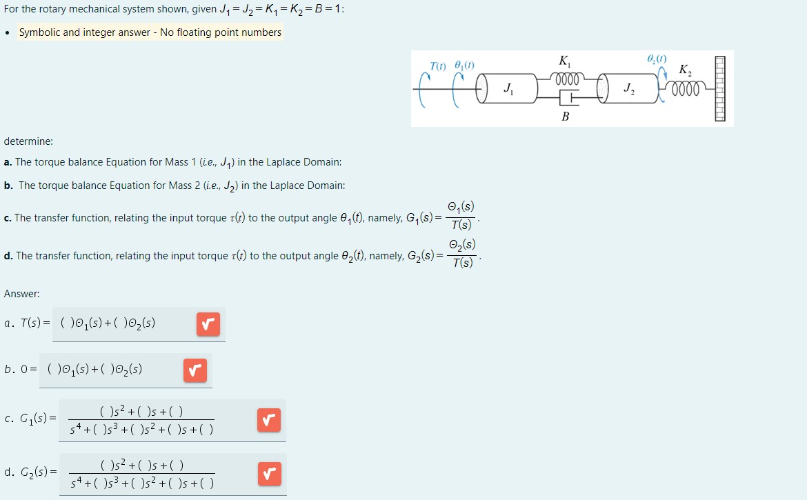 Solved For the rotary mechanical system shown, given | Chegg.com
